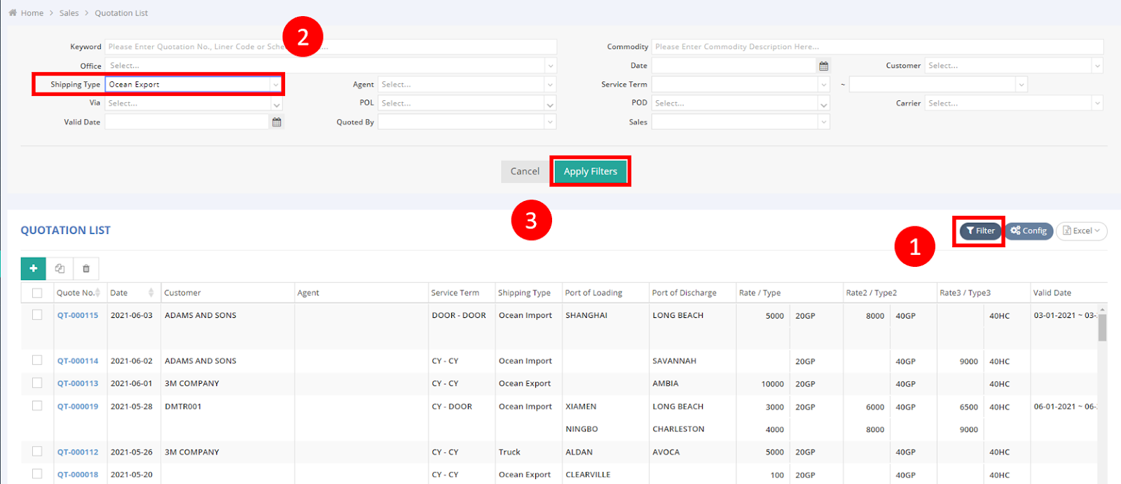 How to Use the Filter Function on the Quotation List? – GoFreight ...