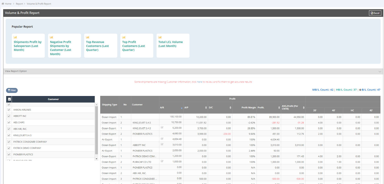 How to Generate a Volume and Profit Report? – GoFreight Knowledge Center