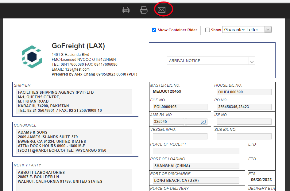 How to Send a Document via Email in GoFreight? – GoFreight Knowledge Center