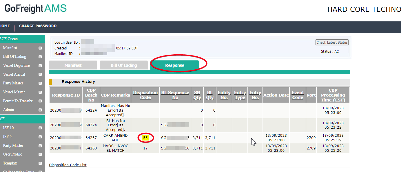 ACE Disposition Codes from CBP (for AMS and ISF Filing) – GoFreight ...