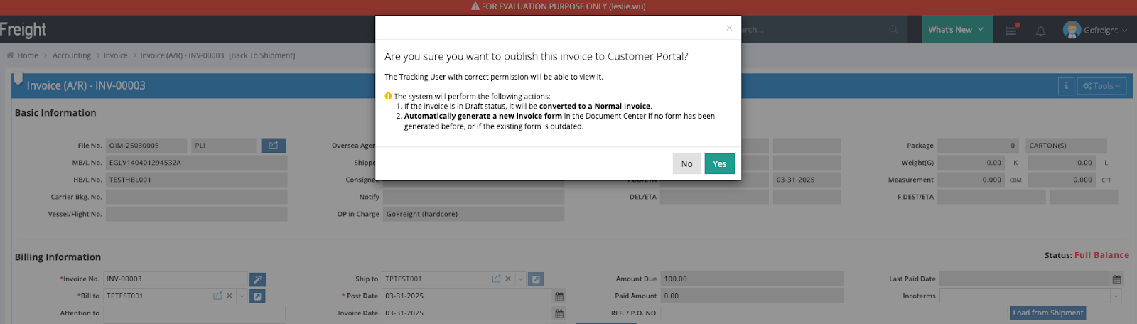 Invoice List – GoFreight Knowledge Center