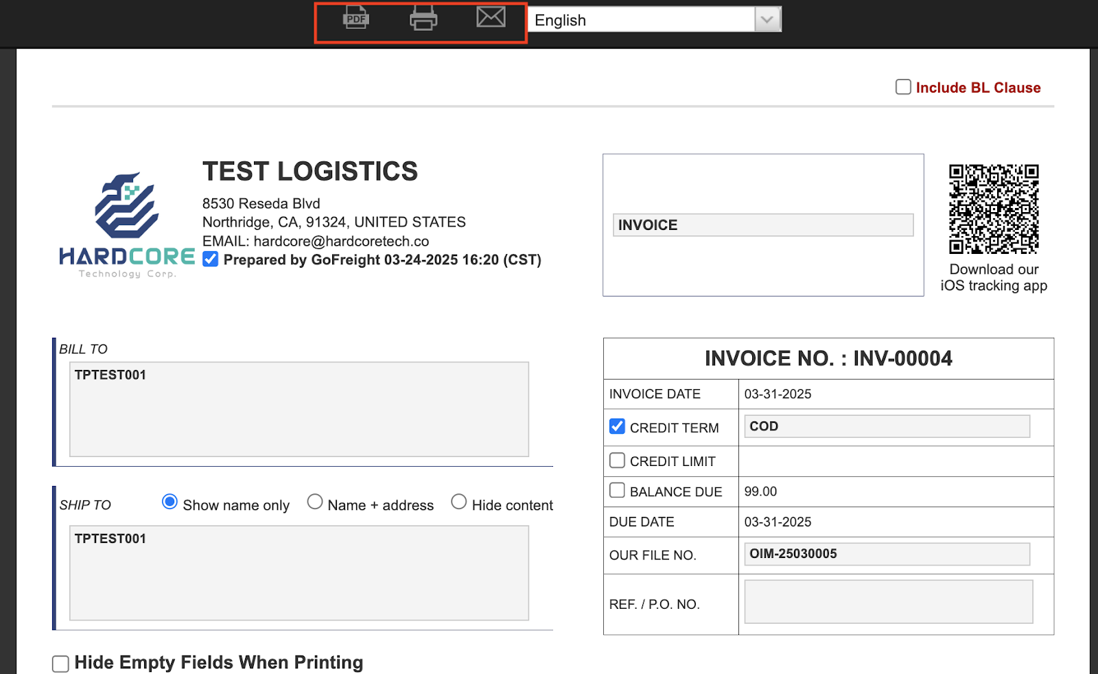 Invoice List – GoFreight Knowledge Center