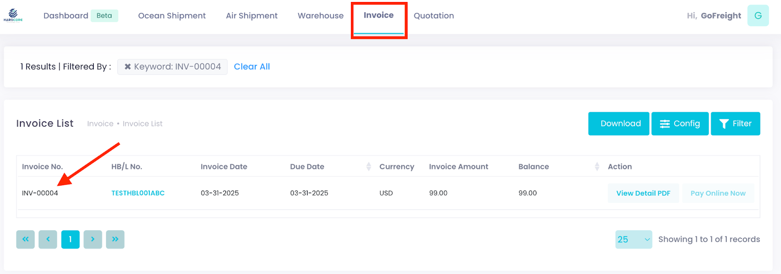 Invoice List – GoFreight Knowledge Center