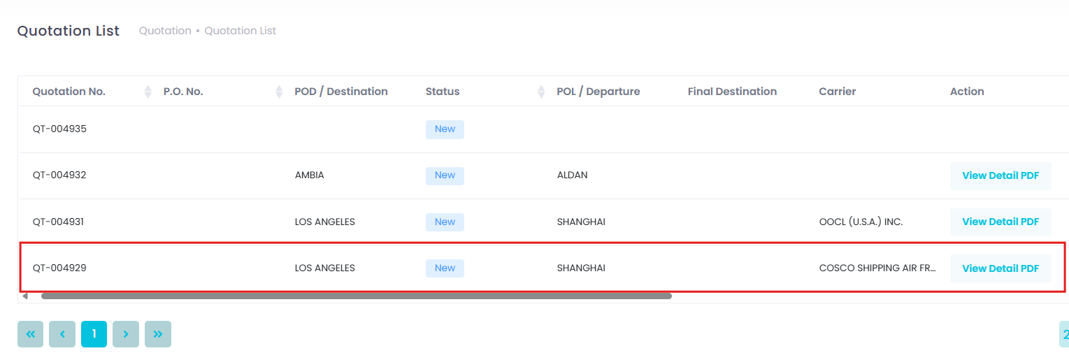 Quotation List – GoFreight Knowledge Center