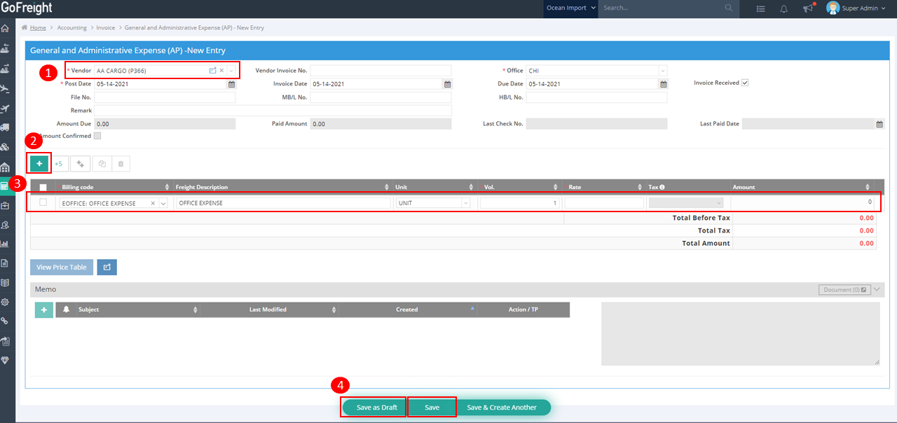 How to Create a G&A Invoice / Expense? – GoFreight Knowledge Center