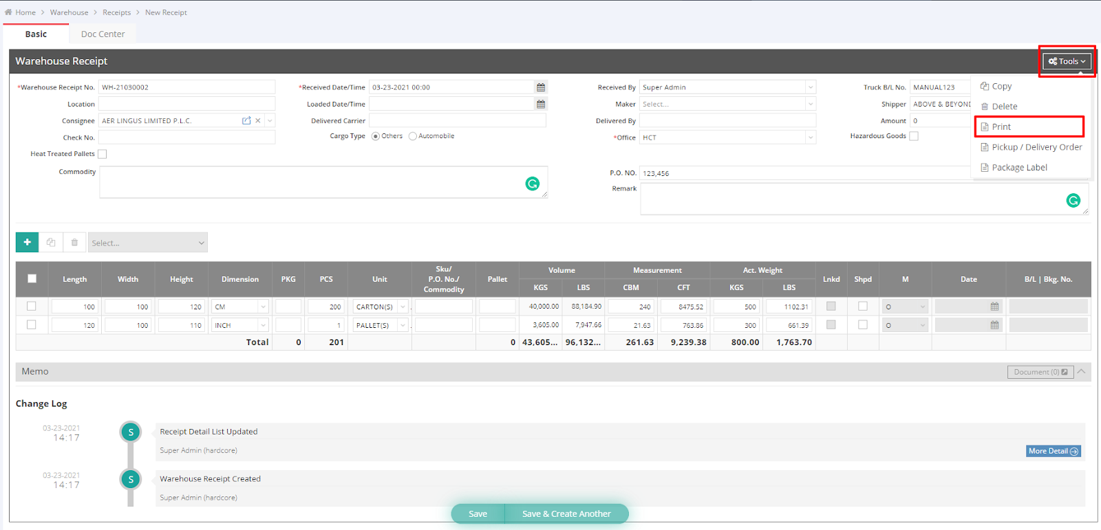 How to Generate Documents from the Warehouse Receipt ? – GoFreight ...