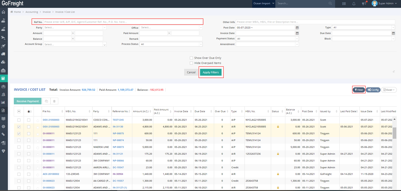 How to Search for an Invoice in the Invoice and Cost List Feature ...