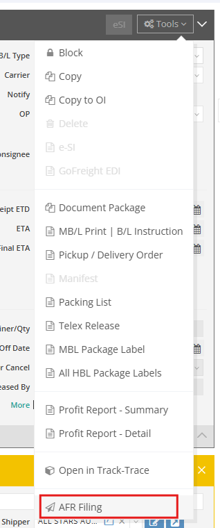 How to File AFR in GoFreight – GoFreight Knowledge Center