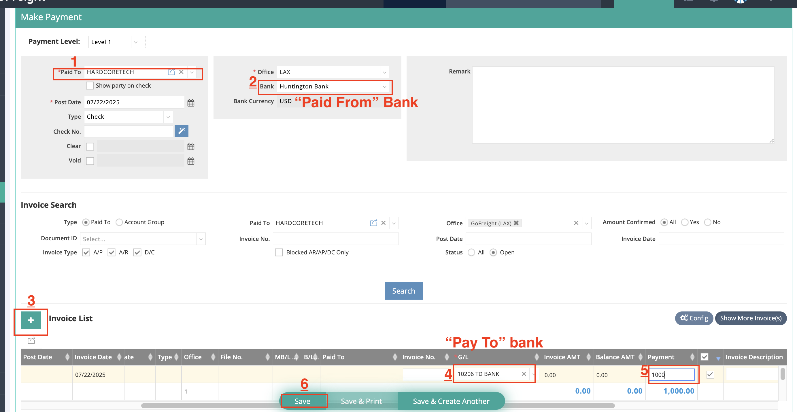 How to Perform an Internal Bank Transfer? – GoFreight Knowledge Center