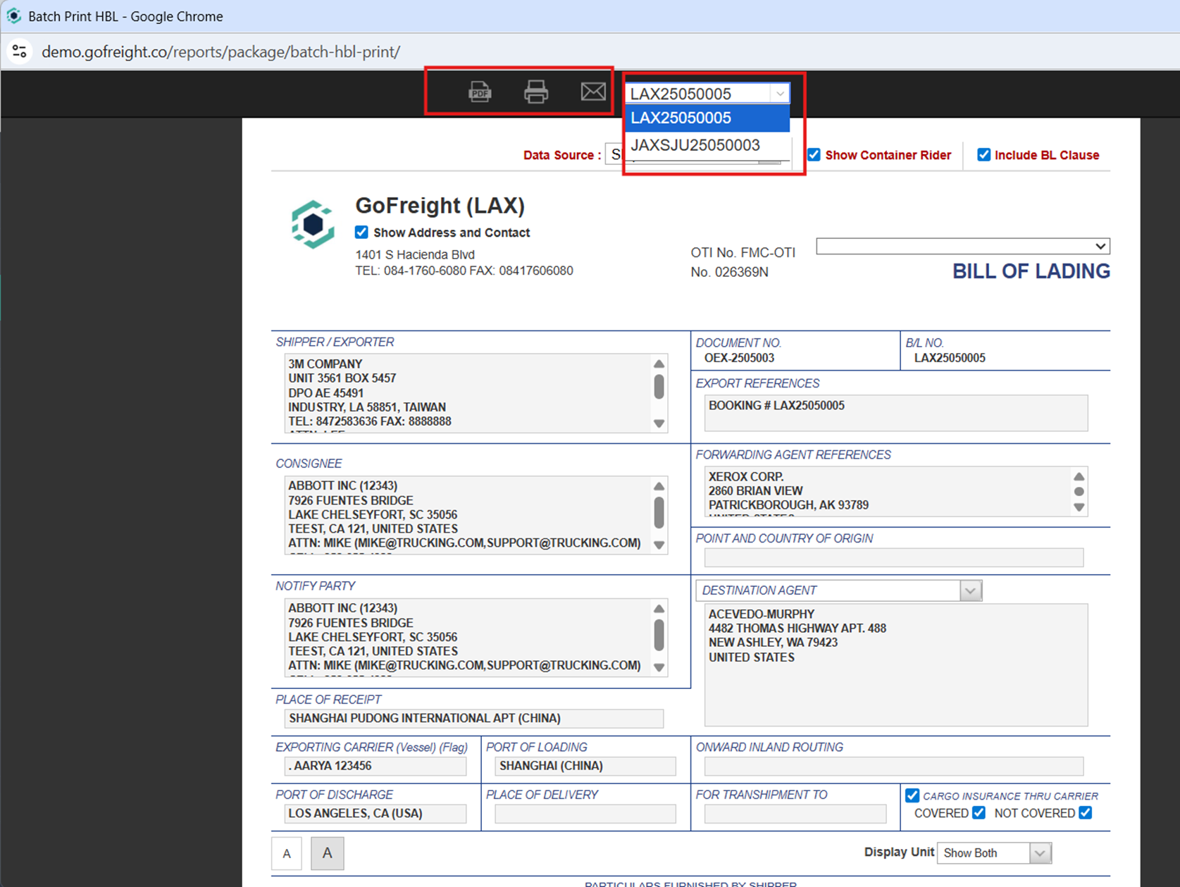 Ocean Export – Batch Generation of HBL, Booking Confirmation, and ...