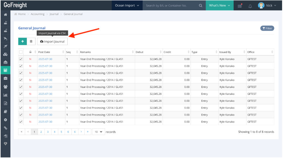 How To Batch Import Journal Entries? – GoFreight Knowledge Center