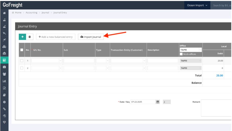 How To Batch Import Journal Entries? – GoFreight Knowledge Center